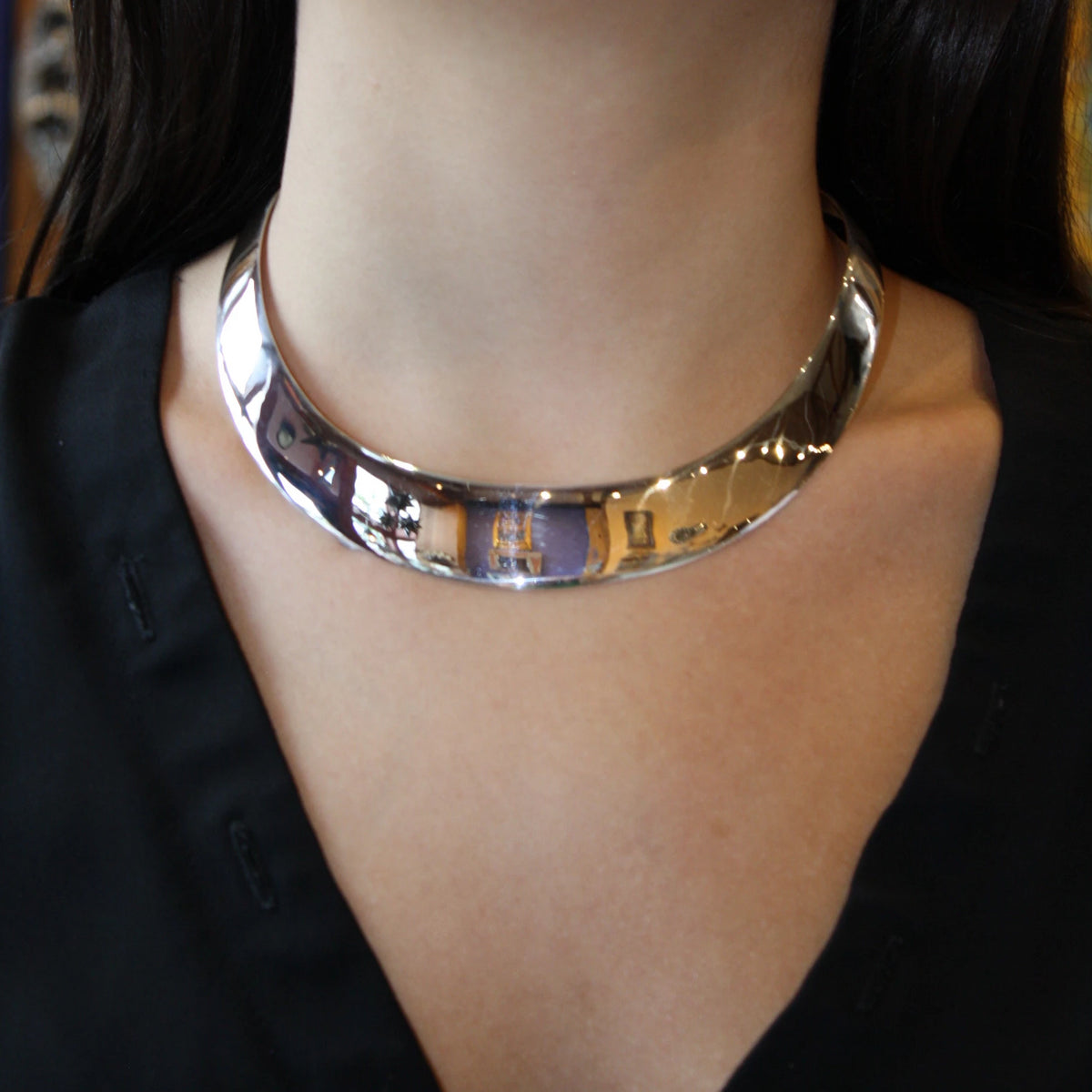 TM 60 LG PLAIN GRAD COLLAR – Blanca Flor Silver Jewelry